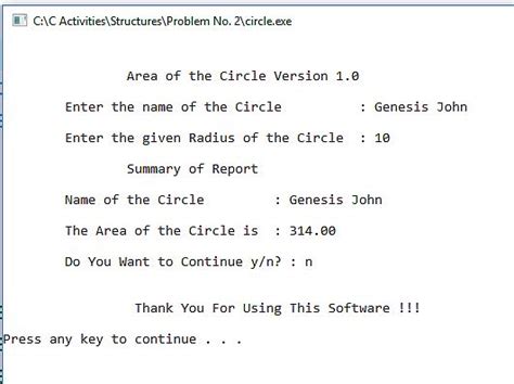 Free Programming Source Codes And Computer Programming Tutorials Area Of The Circle Version 10