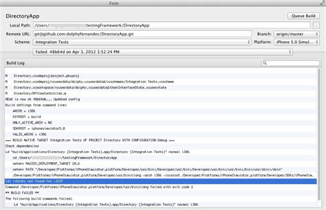 Ios Build Error On Zapp When Running Iphone App With Kif Testsuites