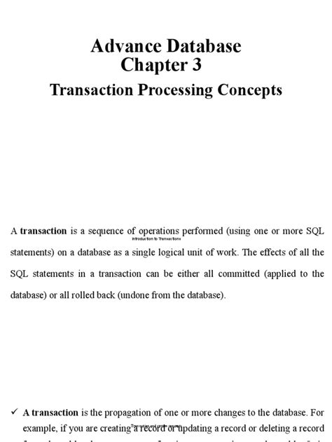 Advanced Database Chapter 3 Transaction Concepts Pdf Database Transaction Data