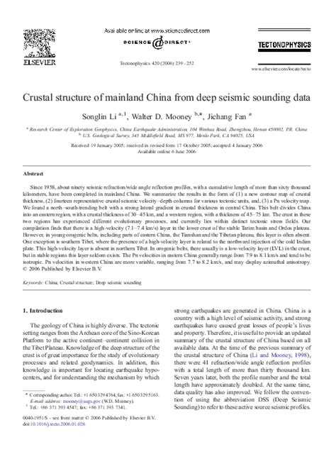 Pdf Crustal Structure Of Mainland China From Deep Seismic Sounding Data