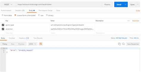 Nodejs Docusign And Service Authentication Invalid Request Stack Overflow