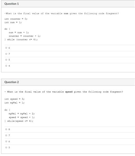 Solved Question 1 What Is The Final Value Of The Variable