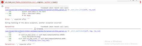 Dúvida Erro No Pandas Ao Ler Arquivo Csv Data Science Solucionado