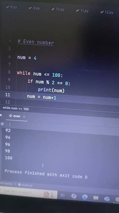 Find Even Number From 0 To 100 Using Python Program With While Loop