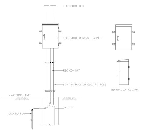 Light Pole Section And Electric Installation Cad Drawing Details Dwg