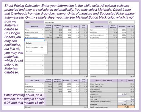 Product Cost Calculator Pricing Calculator Costing Template Etsy
