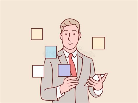 Businessman Writing Assignments Creative Ideas On Sticky Notes Simple