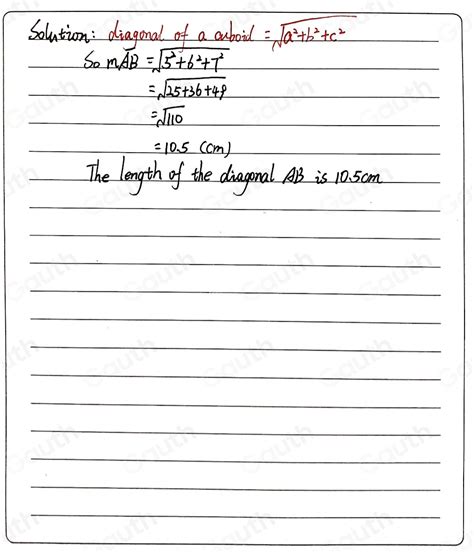 Solved The Diagram Shows A 5 Cm 6 Cm 7 Cm Cuboid Late The Length Of The Diagonal Ab Your