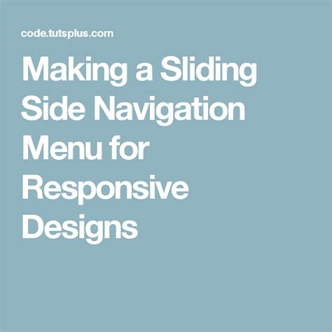 Making A Sliding Side Navigation Menu For Responsive Designs Envato Tuts