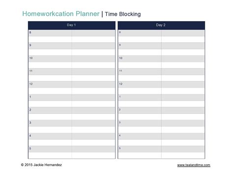 Time Blocking Template Printable Printable Calendars At A Glance
