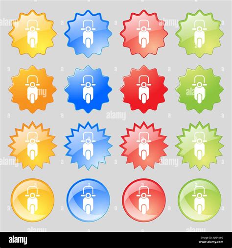 Scooter Icon Sign Big Set Of 16 Colorful Modern Buttons For Your Design Vector Stock Vector