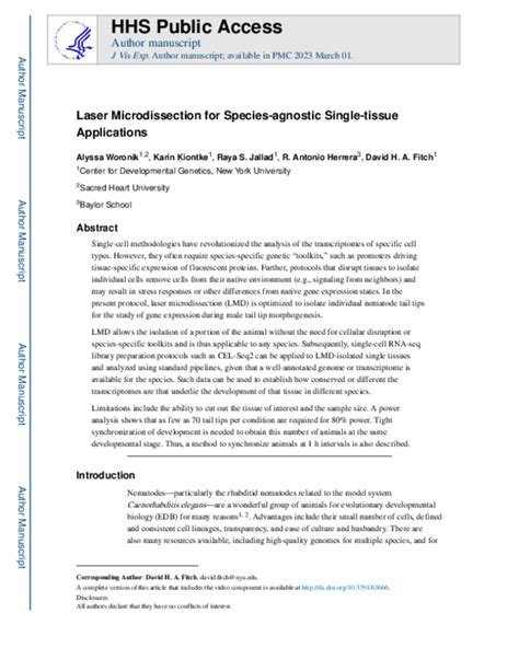 Pdf Laser Microdissection For Species Agnostic Single Tissue Applications