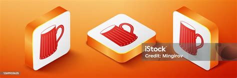 주황색 배경에 격리 된 등색 나무 맥주 머그잔 아이콘 주황색 정사각형 버튼 벡터 0명에 대한 스톡 벡터 아트 및 기타 이미지