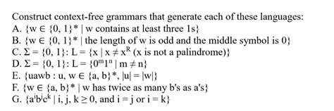 solved construct context free grammars that generate each of