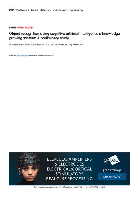 Pdf Object Recognition Using Cognitive Artificial Intelligences Knowledge Growing System A