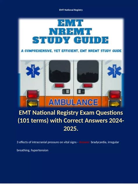 Emt National Registry Exam Questions 101 Terms With Correct Answers Contains Terms Like 3