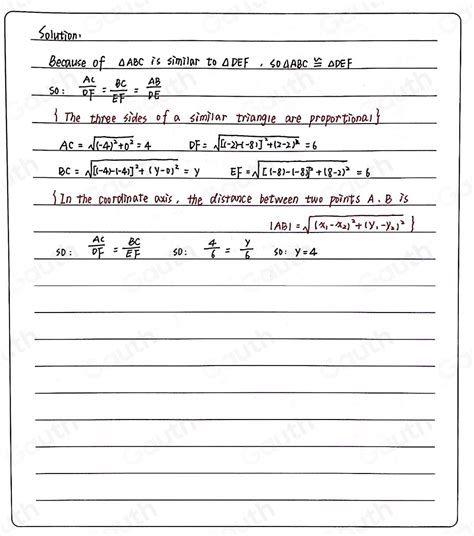 Solved In The Coordinate Plane Below Abc Is Similar To Def X What Is The Value Of V [geometry]