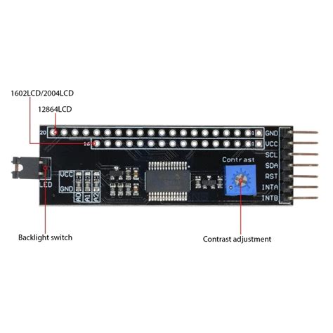 Modulo Interfaz De Serie Spi Arduino Mcp23017 12864 128x64 Lcd I2c Iic