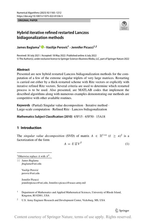 Hybrid Iterative Refined Restarted Lanczos Bidiagonalization Methods Request Pdf