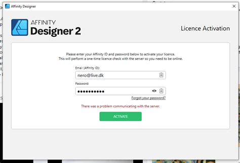 I Cant Sign Into Affinity Photo V2 After Installing Getting Error There Was A Problem