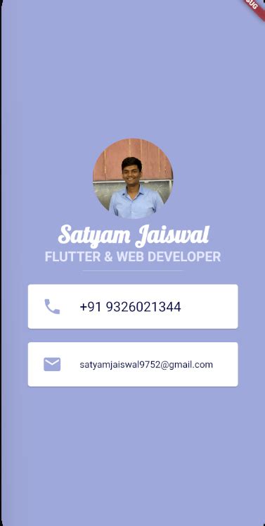 Github 1satyamjaiswalmi Card Flutter A Basic Details App About Me