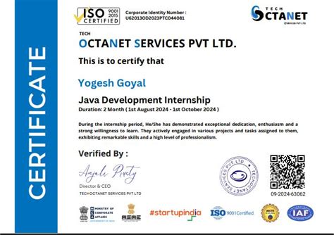 yogesh goyal on linkedin javadevelopment internship octanetservices