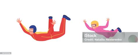 스카이다이빙 액티비티 플랫 컬러 벡터 페이스리스 캐릭터 세트 20 29세에 대한 스톡 벡터 아트 및 기타 이미지 20 29세