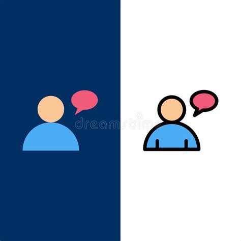 Basic Chatting User Icons Flat And Line Filled Icon Set Vector Blue Background Stock Vector