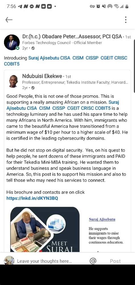 Suraj Ajisebutu On Linkedin Training Itaudit Cybersecurity Itcompliance Cissp Cisa