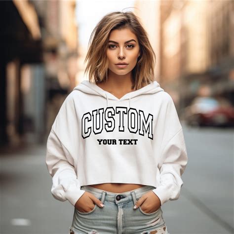 Custom Crop Hooded Sweatshirt Personalized Cropped Hoodies Team