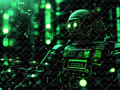 Premium Psd A Robot With A Green Background And A Green Light