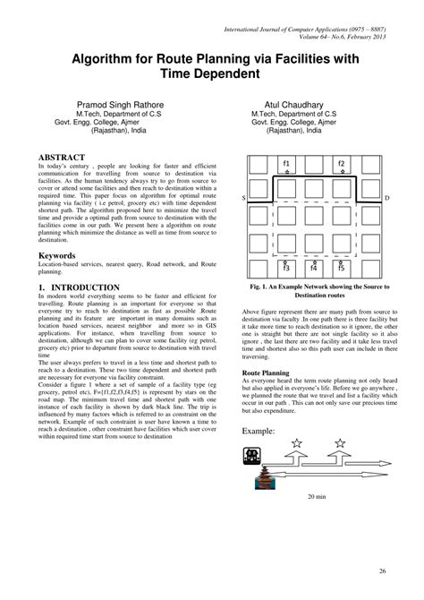 Pdf Algorithm For Route Planning Via Facilities With Time Dependent