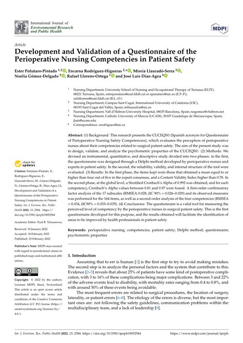 Pdf Development And Validation Of A Questionnaire Of The