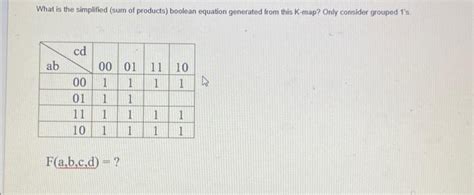 Solved What Is The Simplified Sum Of Products Boolean