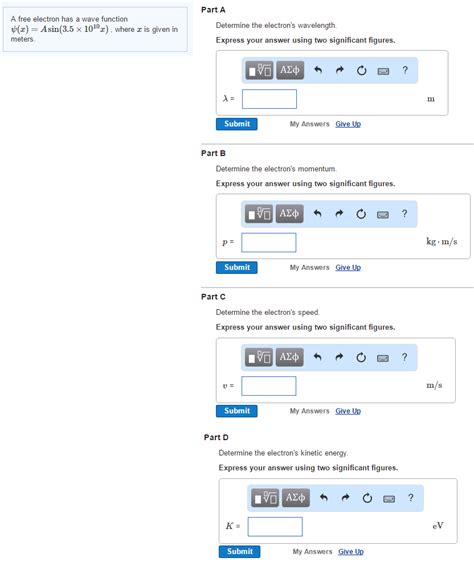 Solved A Free Electron Has A Wave Function