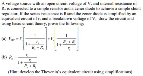 Solved A Voltage Source With An Open Circuit Voltage Of V Chegg Com