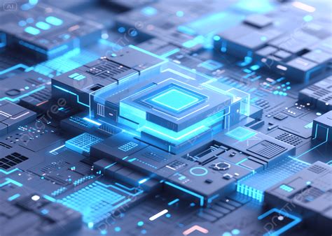 Glowing Blue Microchip Circuit Board Technology Microchip Circuit Board Background Image And
