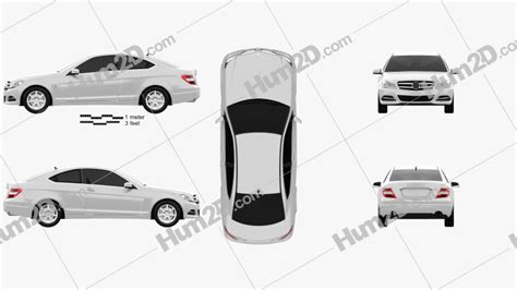 Mercedes Benz C Class Coupe 2012 Blueprint In Png Download Vehicles Clip Art Images