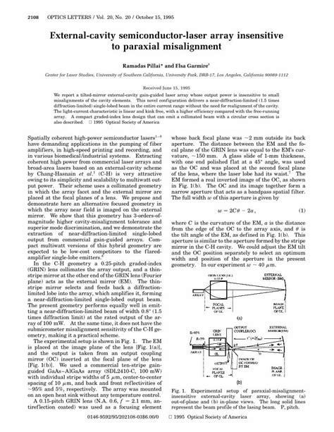 Pdf External Cavity Semiconductor Laser Array Insensitive To Paraxial Misalignment Dokumentips