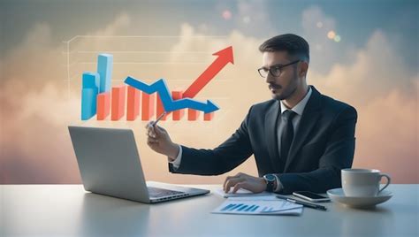 Photo Realistic Analyst With Laptop And Arrow Chart Concept An Analyst