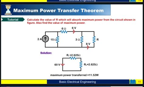 Maximum Power Transfer Theoremtutorialcalculate The Value Of R Which W