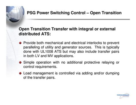 Emergency Generator Paralleling Switchgear Power Switching Control Pdf