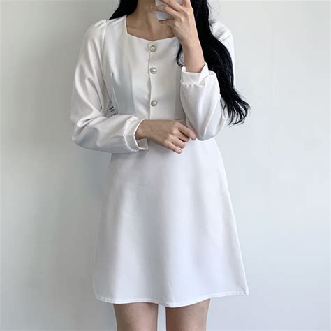 한정수량특가할인sale하객룩브라이더샤워소개팅룩 진주 스퀘어넥 어깨 퍼프 미니원피스 3color 에이블리