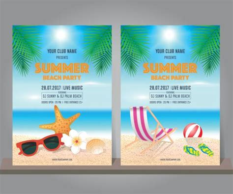 Beach Party Invitation Templates Backgrounds Illustrations Royalty