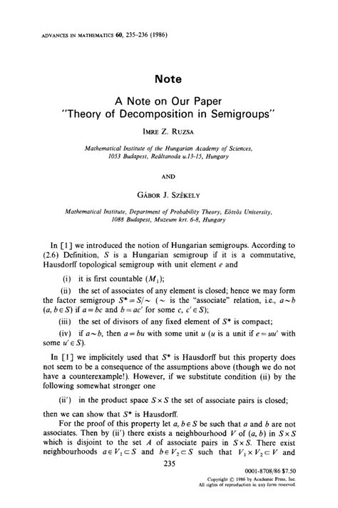 Pdf A Note On Our Paper Theory Of Decomposition In Semigroups”