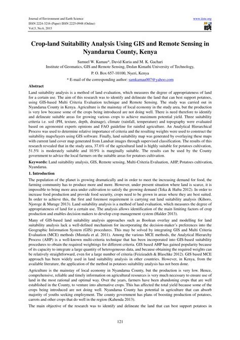 Pdf Crop Land Suitability Analysis Using Gis And Remote Dokumentips