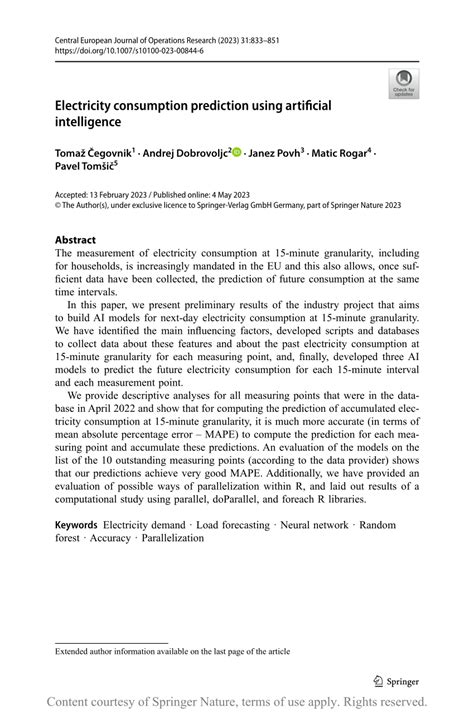 Electricity Consumption Prediction Using Artificial Intelligence Request Pdf