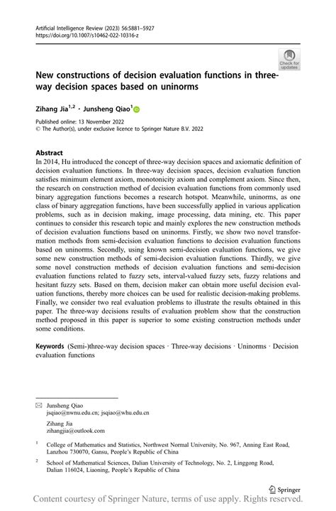 New Constructions Of Decision Evaluation Functions In Three Way Decision Spaces Based On