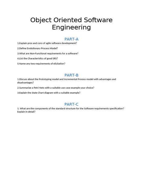Object Oriented Software Engineering Questions Pdf