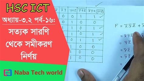 Hsc Ict Tutorial Chapter 32 Part 16 সত্যক সারণী থেকে সমীকরণ নির্ণয়